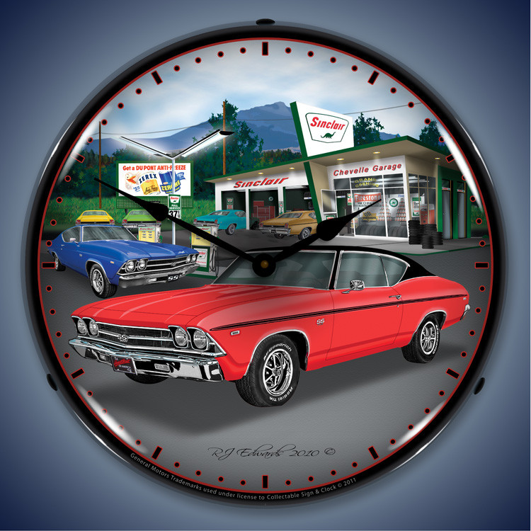 Chevy Chevelle Wall Clocks, LED Lighted: 1965-1971, Super Sport (SS)