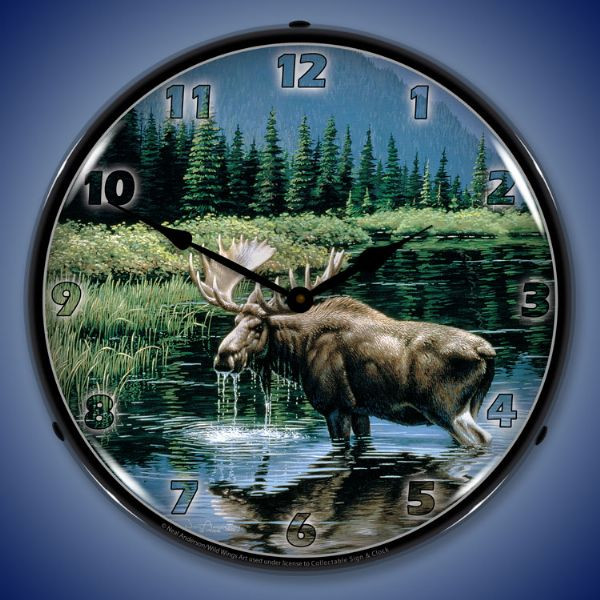 Hunting, Fishing & Wildlife Wall Clocks, LED Lighted: Dogs, Deer, Elk, Bass