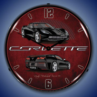 Corvette Wall Clocks - Corvette LED Lighted Garage Wall Clock