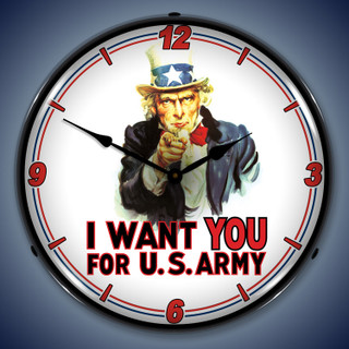 Americana and Military Wall Clocks, LED Lighted: POW, Marines, Guns