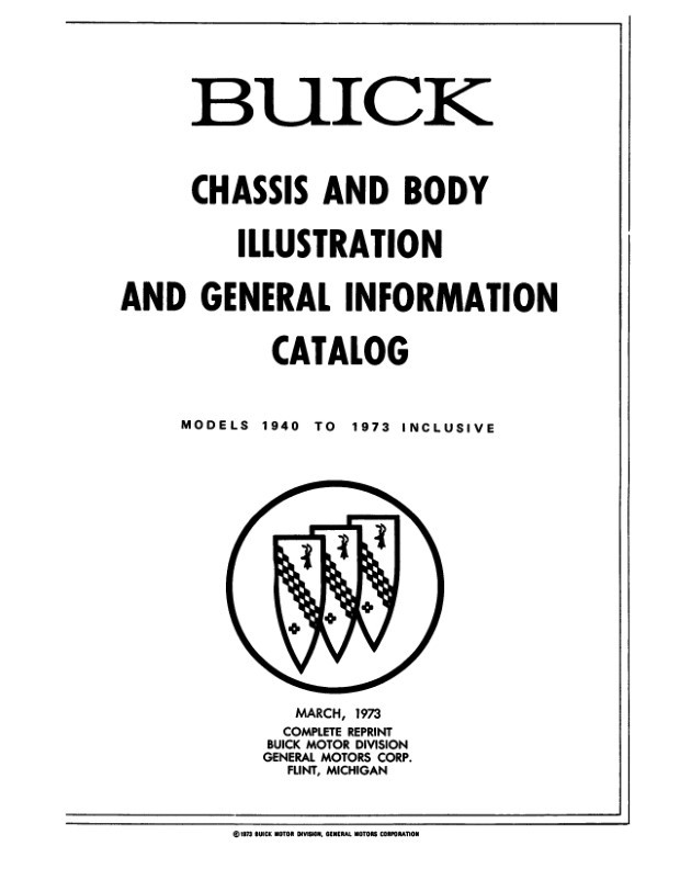 1961 - 1973 Buick Master Chassis & Body Parts Book Catalog Set