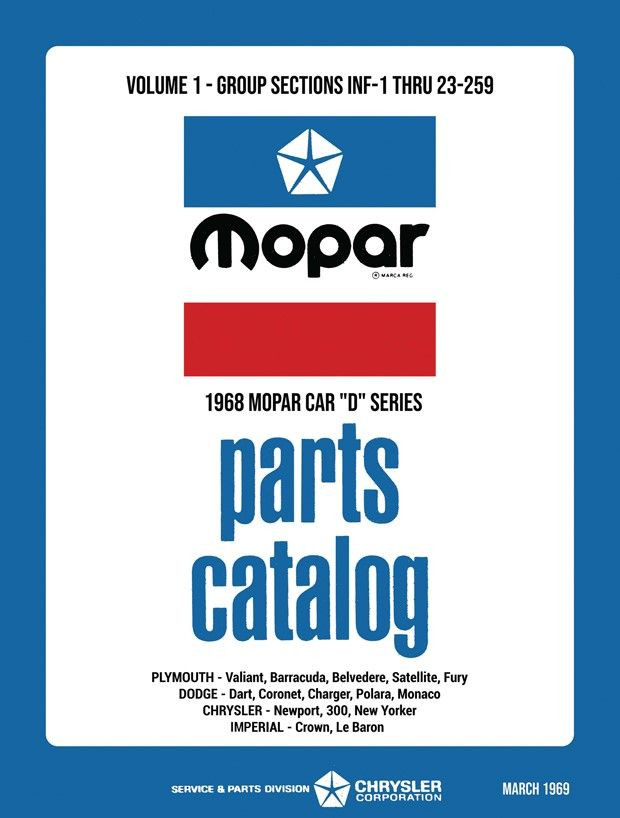 1968 Chrysler Car Body & Chassis Parts Book - OEM Parts Book