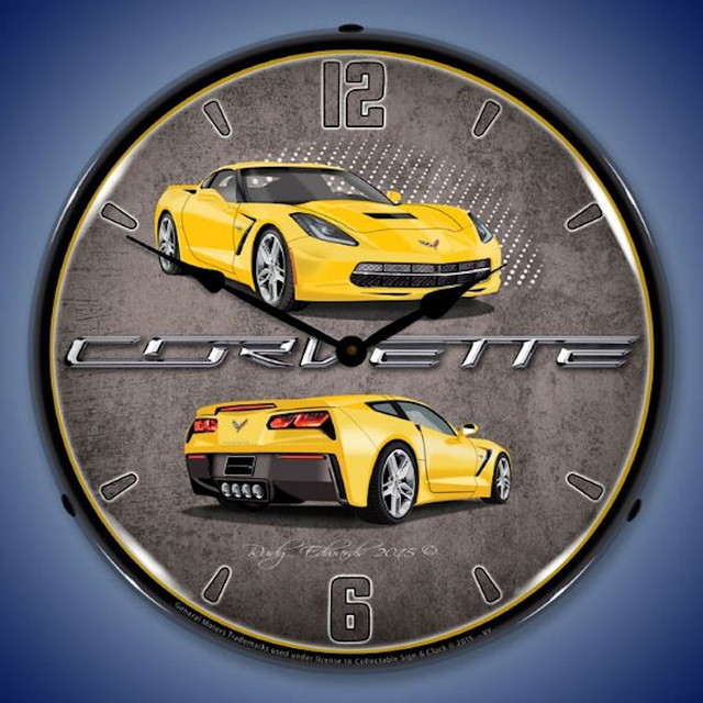 Corvette Wall Clocks - Corvette LED Lighted Garage Wall Clock
