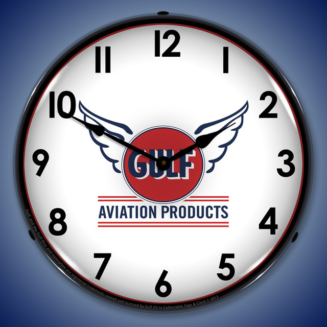 Airplane Theme Wall Clocks, LED Lighted: Gas/Oil, Parts, Races, Art