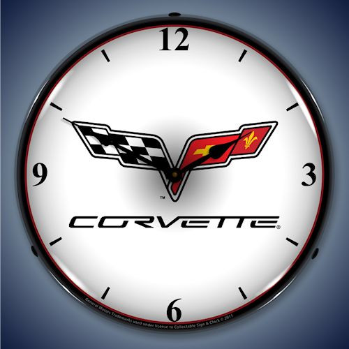 Corvette Wall Clocks - Corvette LED Lighted Garage Wall Clock