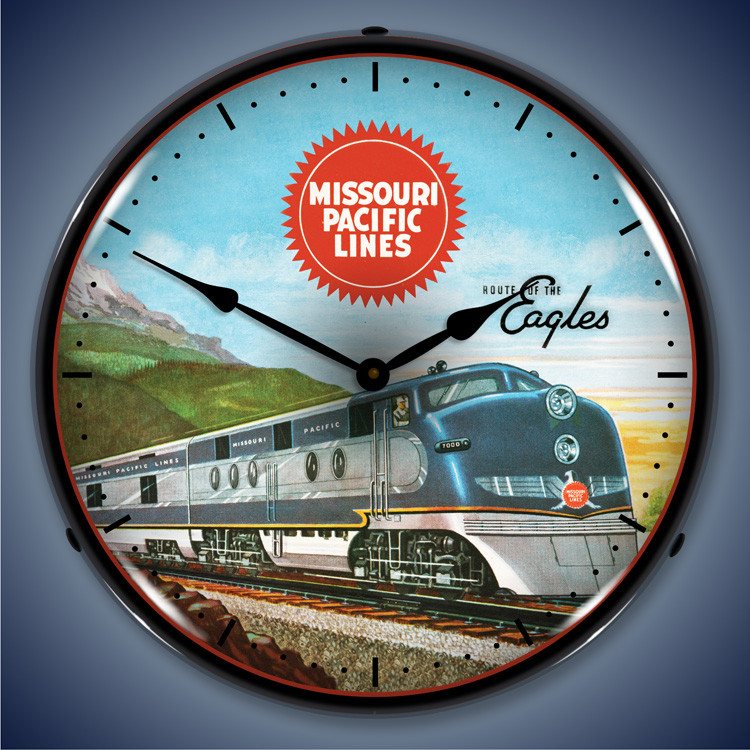 Vintage Train Wall Clocks, LED Lighted: Santa Fe, Union Pacific, Rock ...