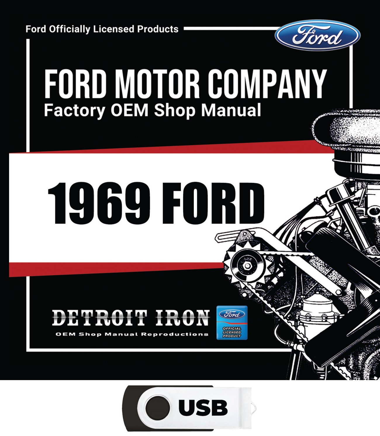 1969 Ford Cars Factory OEM Shop Manuals on 2 USBs - PDF Format
