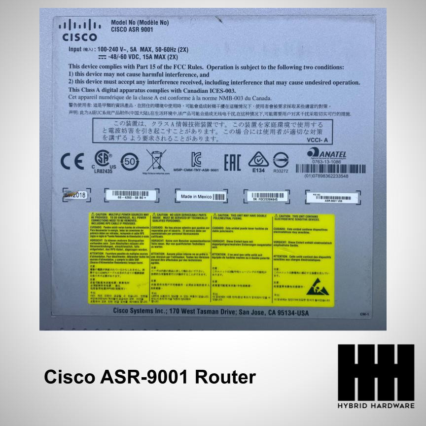 Cisco ASR-9001 Router 4x 10G Port & Dual Power Supply A9K-750W-AC With ...