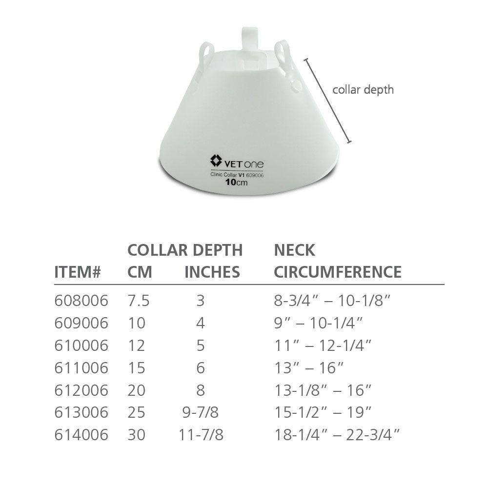 VetOne Clinic Elizabethan E-Collar, 18" - 22.25" (30cm Depth)