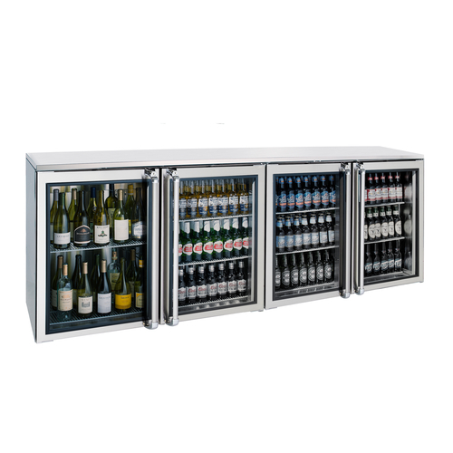Krowne SD108 4 Glass Sliding Doors Black Refrigerated Back Bar Storage ...