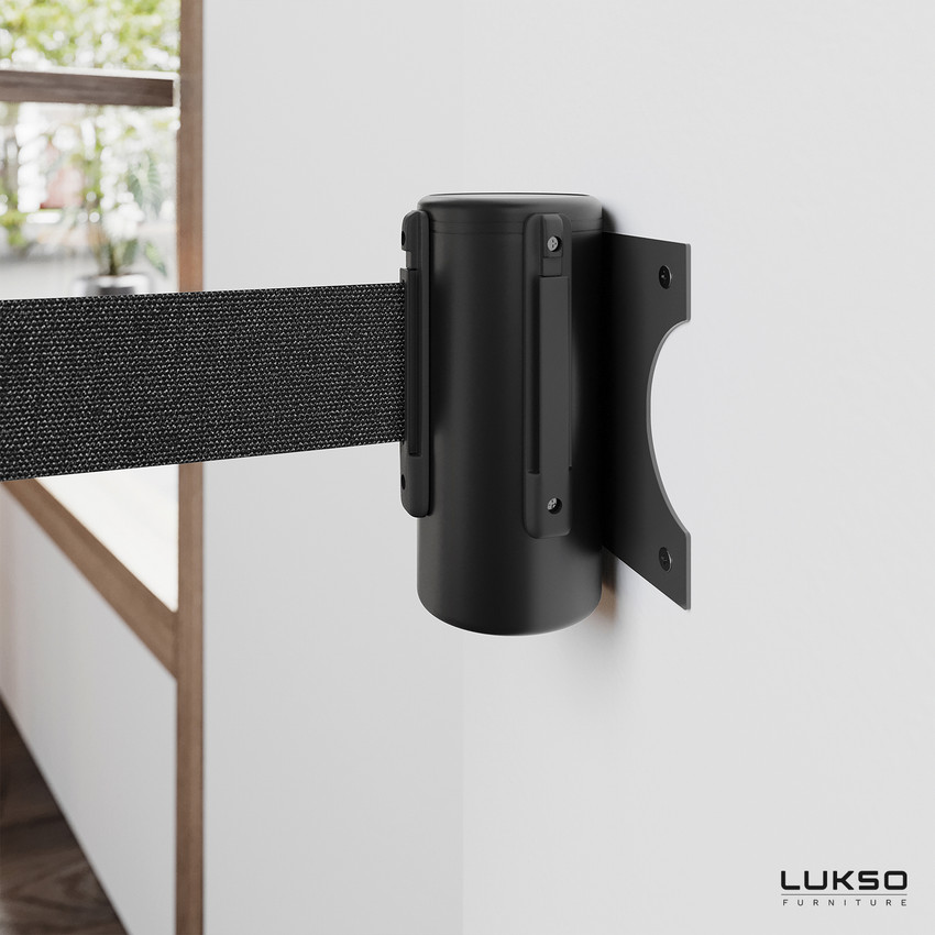 Lukso LUK6WMS Black Wall-Mount Stanchion with 6.5' Black Retractable ...