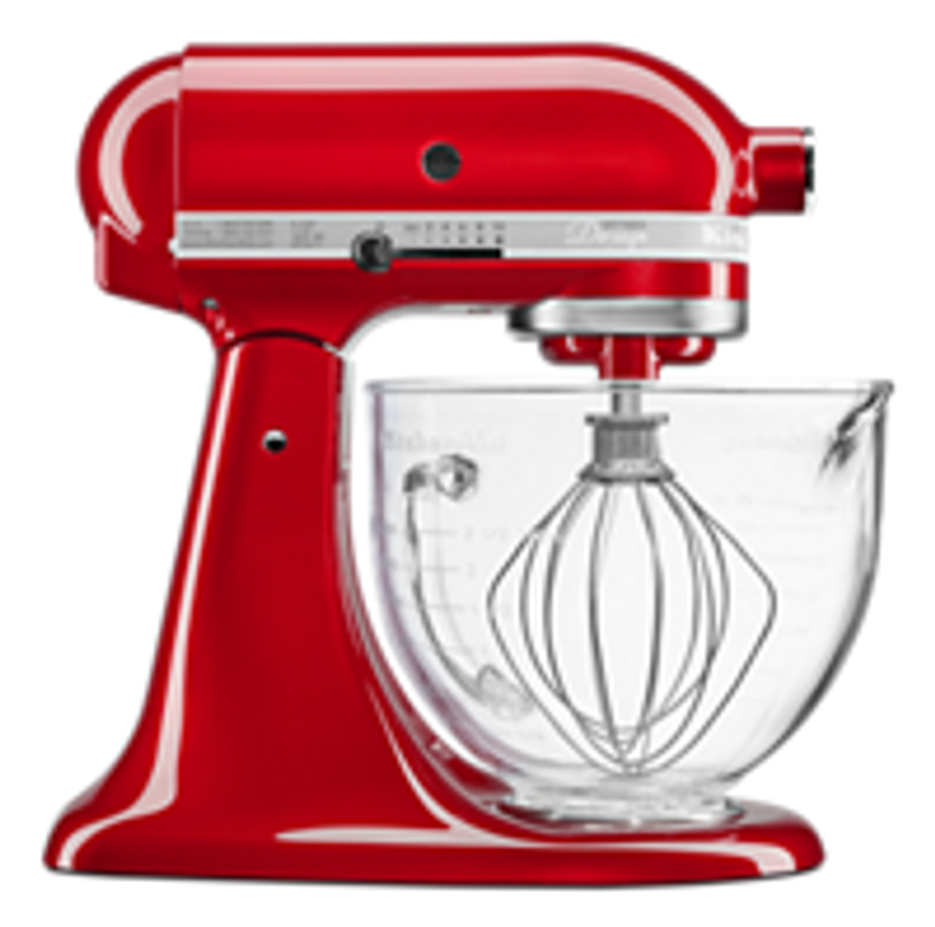 Mixer with glass bowl store