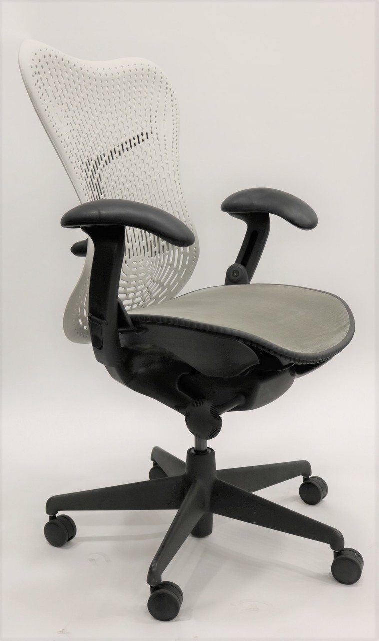 Herman Miller Mirra Chair, White Tri-Flex Back, Adjustable Arms ...