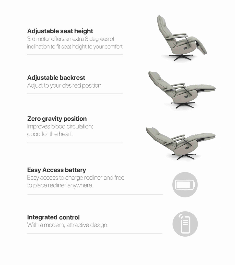 Geniune Leather Sofer Zero Gravity 3 Motor Power Recliner Chair