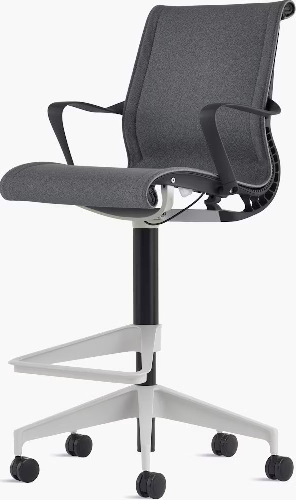 Herman Miller Setu Stool Chair Upholstered in Gray Fabric