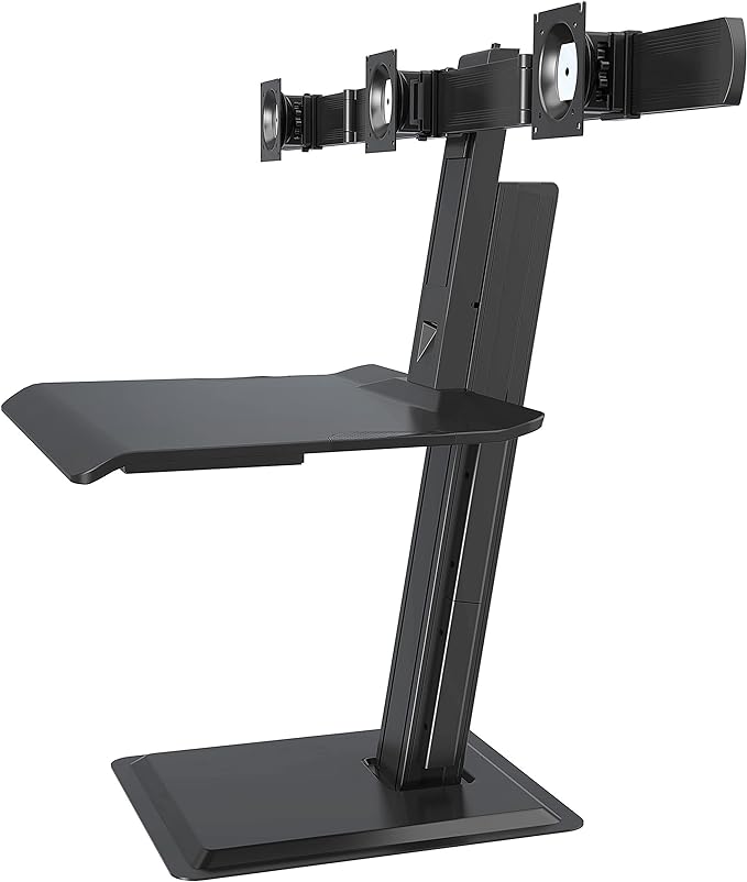 ModSavy 27" Standing Desk Converter Black, Riser + Triple Mount + USB Charger - seatingmind.com