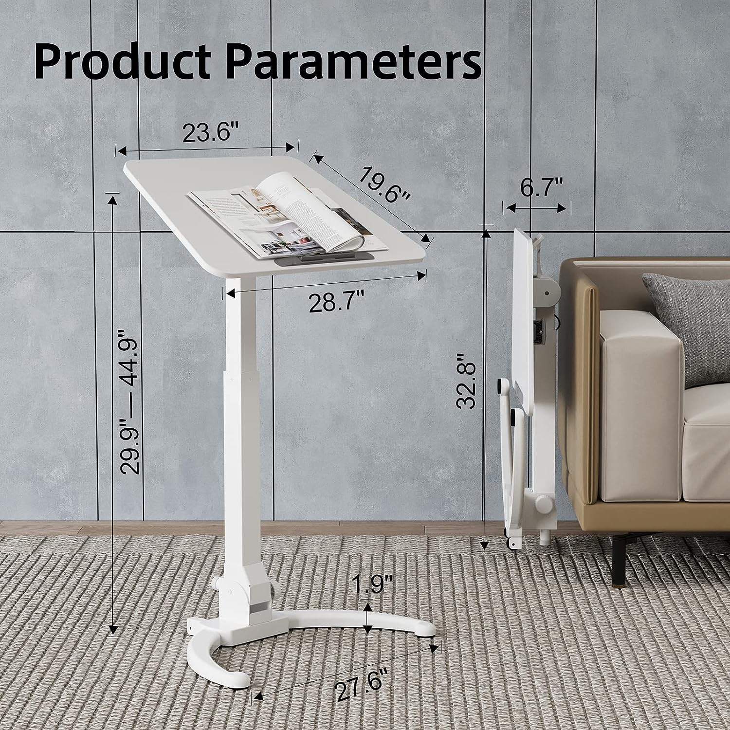 ModSavy Foldable Mobile Standing Desk, Pneumatic Height Adjustable Sit ...