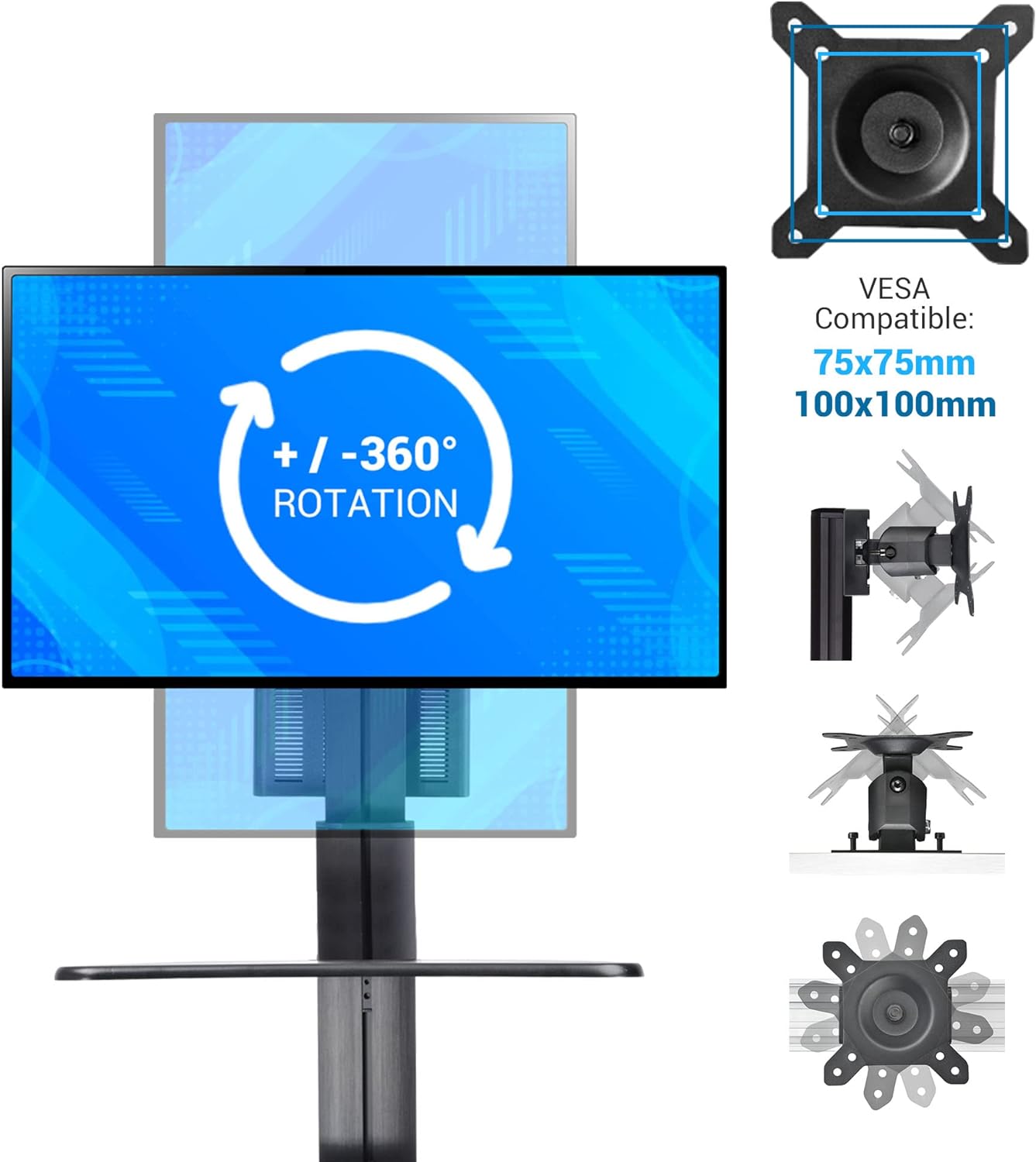 ModSavy Rolling Computer Cart Adjustable Mobile PC Standing Workstation ...