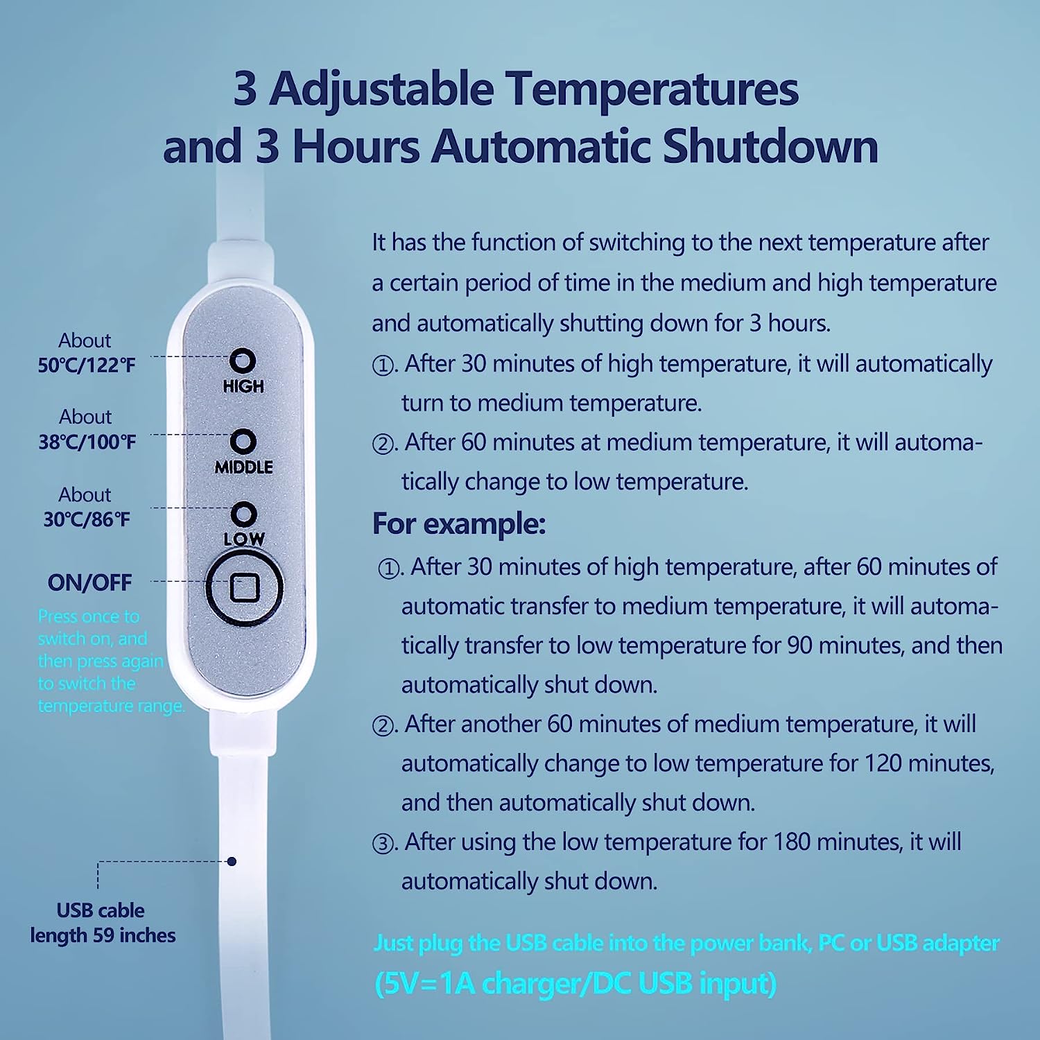 Heated Memory Foam Cervical Neck Support Pillow for Bed with USB ...