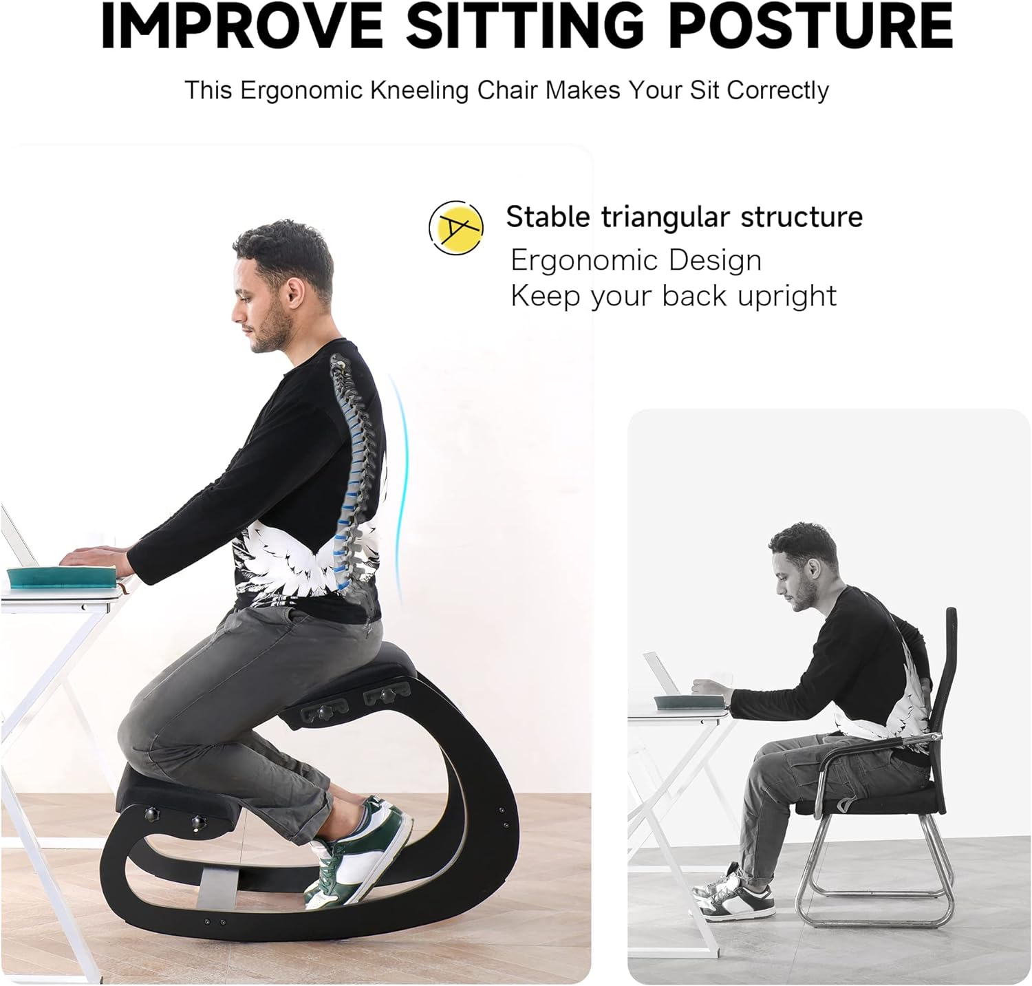 djustable Kneeling Chair, Wooden Ergonomic Rocking Chair - seatingmind.com