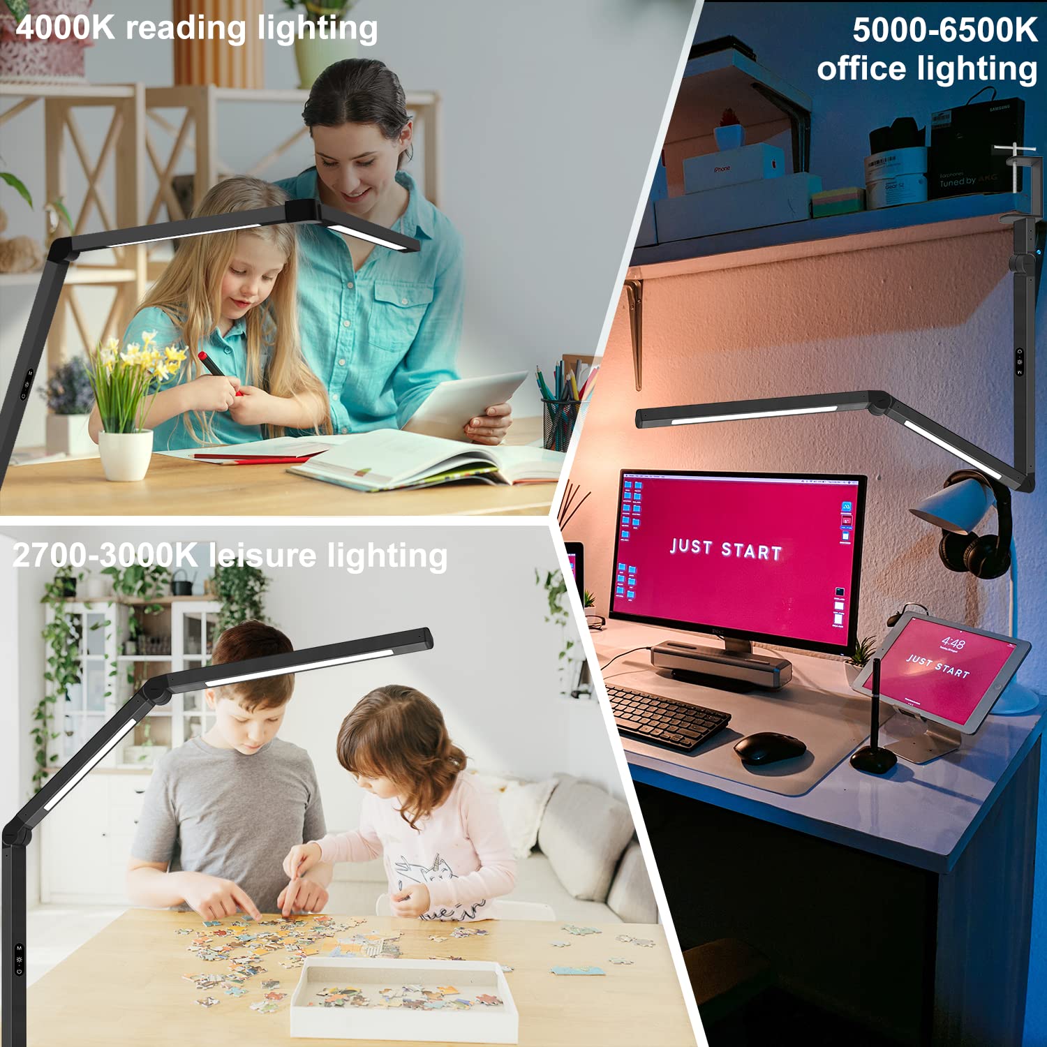 LED Desk Lamp with Clamp, Architect Desk Lamp with Dual Light and ...