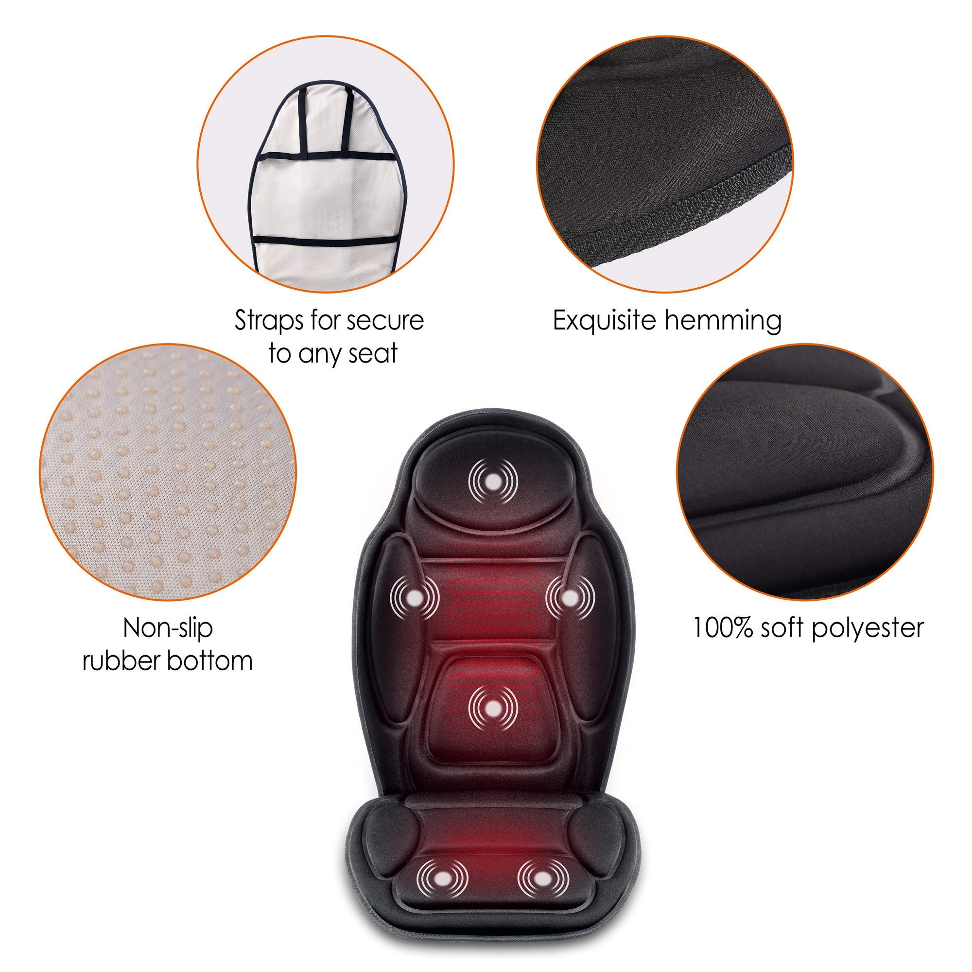 Snailax Massage Seat Cushion Back Massager With Heat 6 Vibration