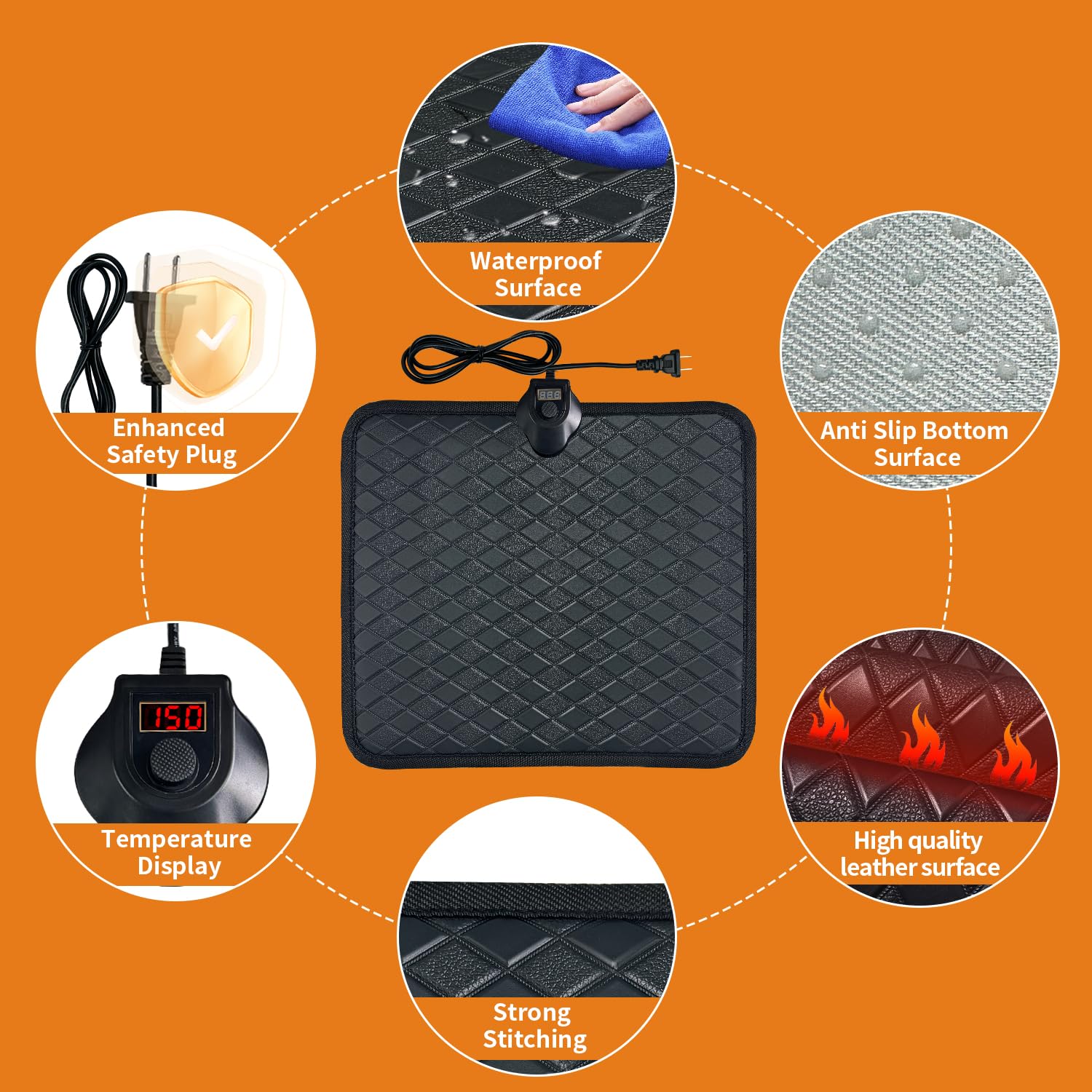 MAXCOM Heated Floor Mat - Under Desk for Foot Warmer - Winter 55W ...