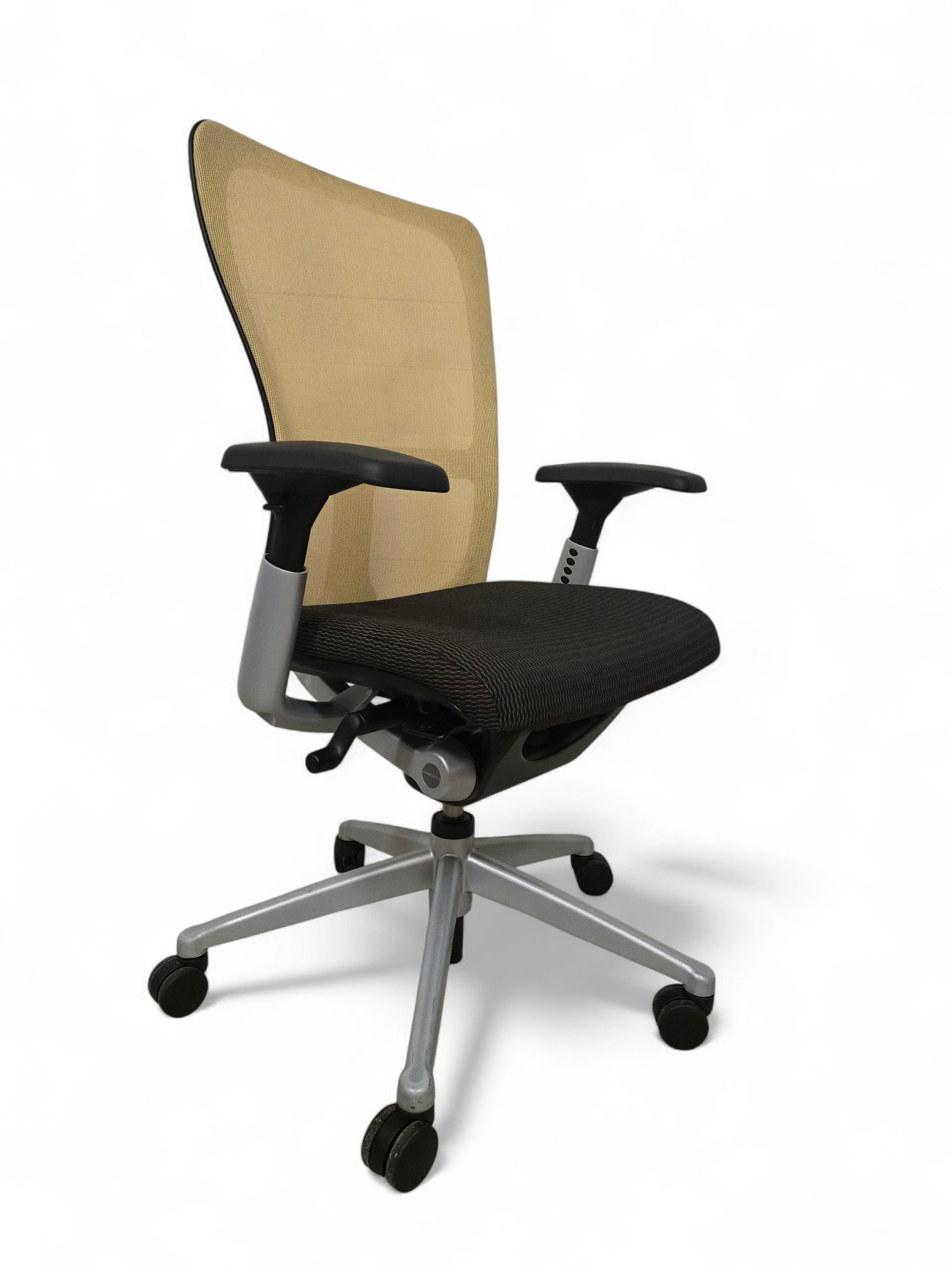 Haworth Zody Chair, Titanium Frame, Adjustable Arms, - Yellowish Mesh ...