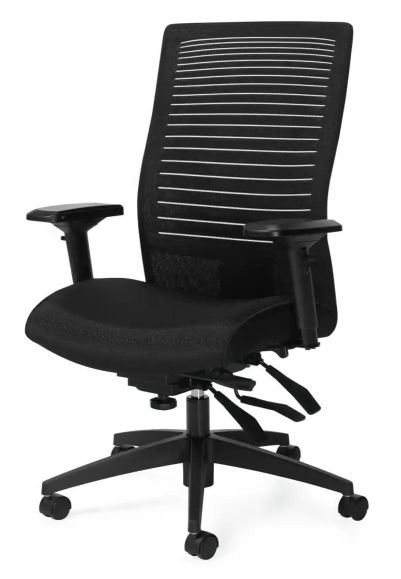 Global Loover Mesh High Back Weight Sensing Synchro-Tilter Chair all Black