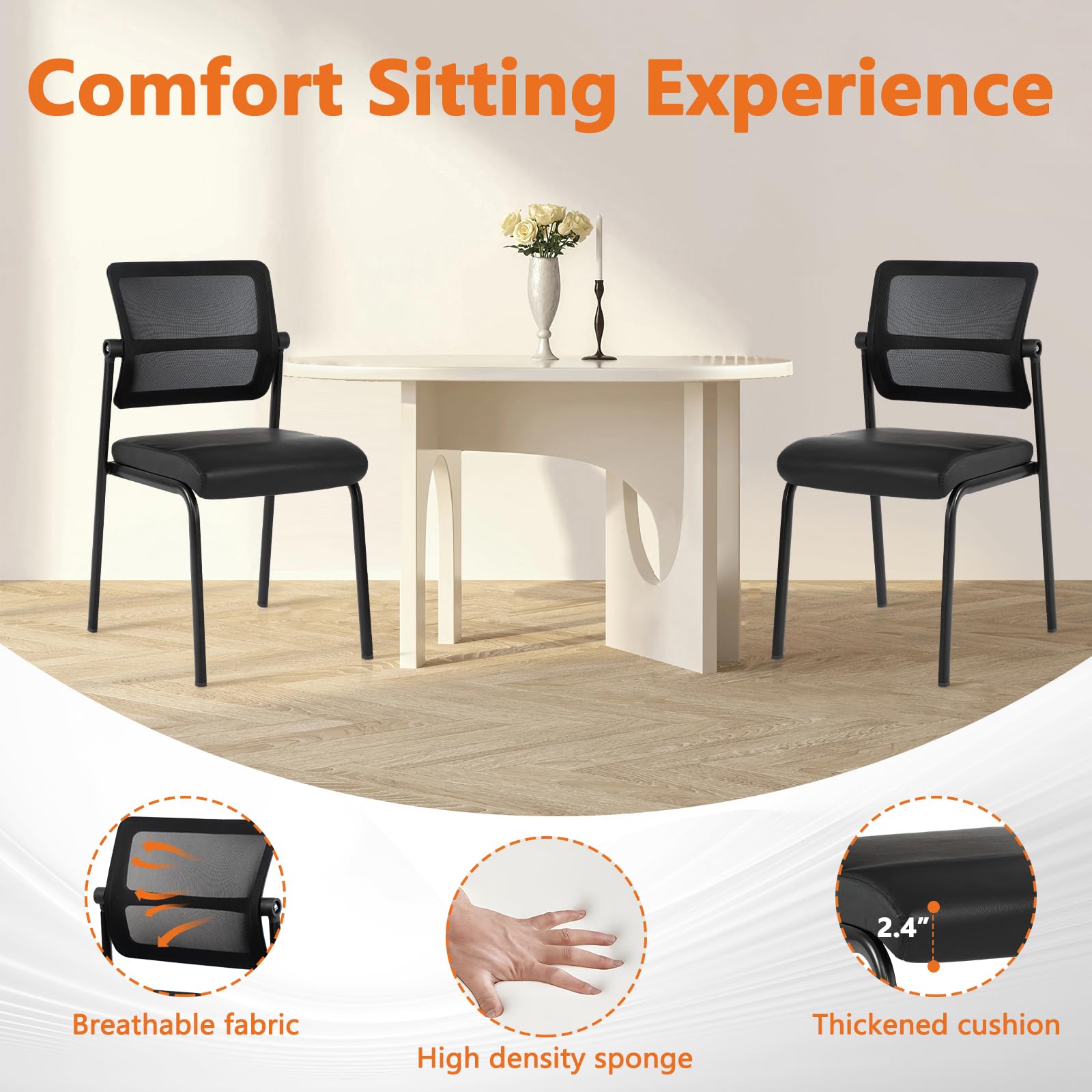 CLATINA 12PK Mesh Stacking Office Desk Chairs, Portable Stackable Bulk ...
