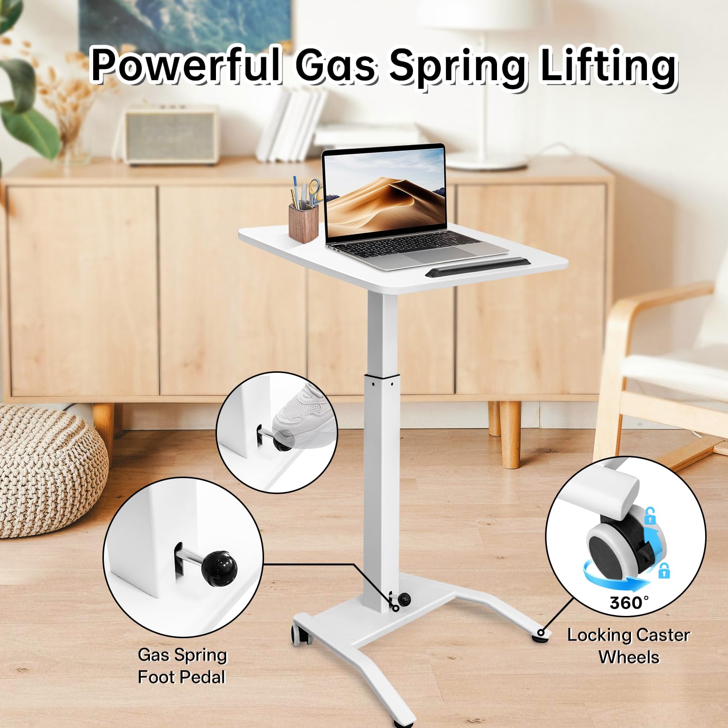 JSJCCTESK Mobile Standing Desk with 45° Tilting Desktop, Portable ...