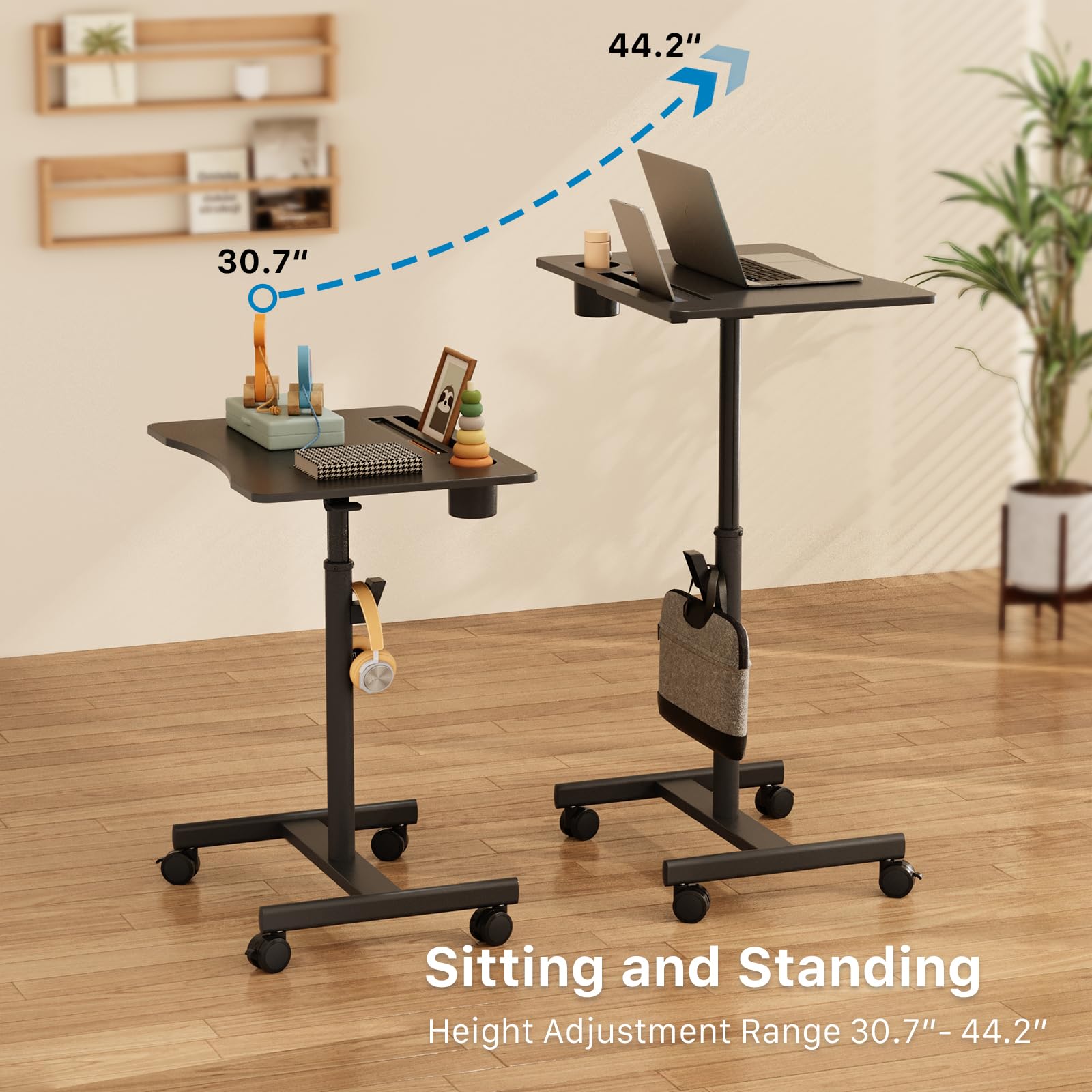 JYLH JOYSEEKER Mobile Standing Desk, 28 inch Rolling Standing Laptop ...
