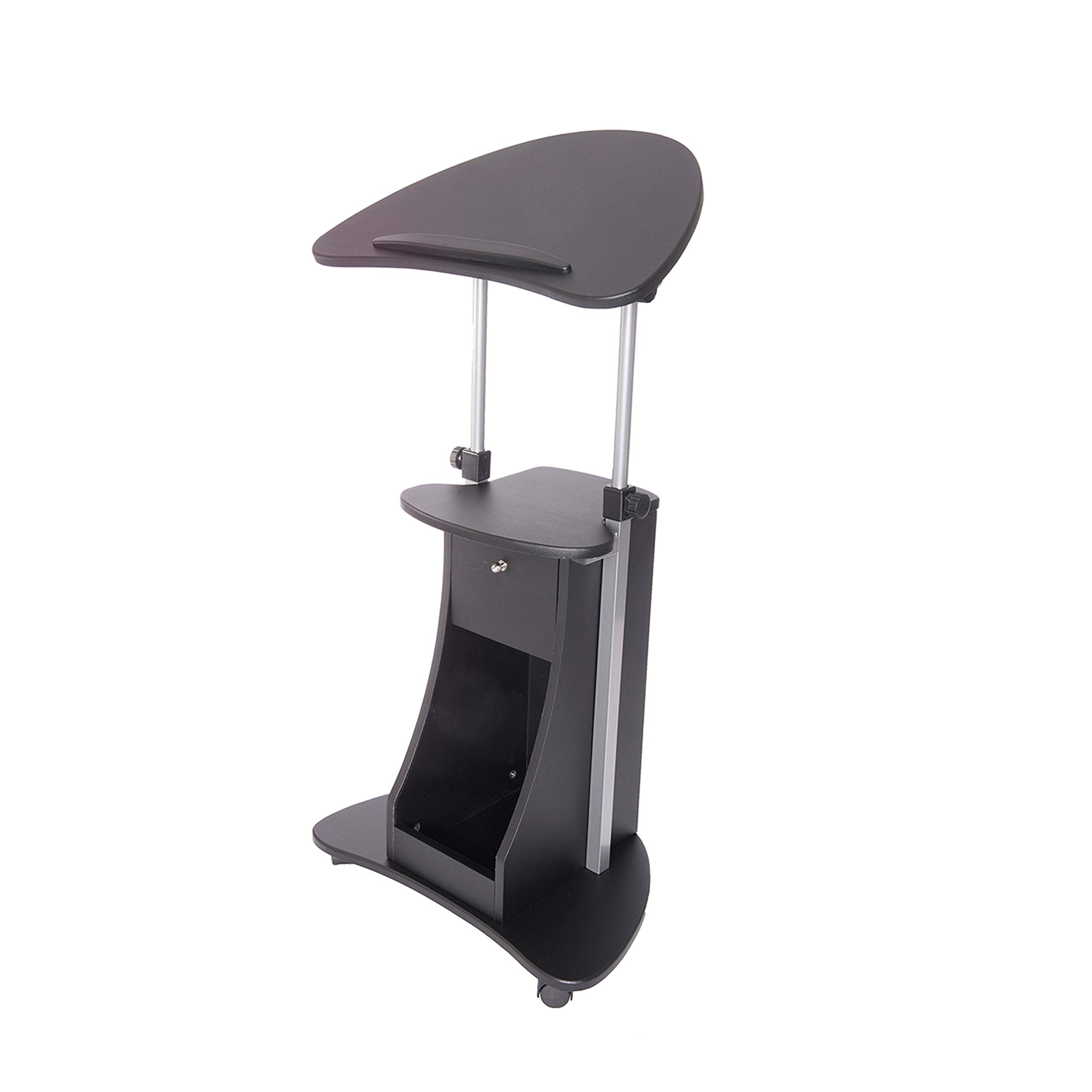 Sit-to-Stand Mobile Medical Laptop Computer Cart, Black, Adjustable ...