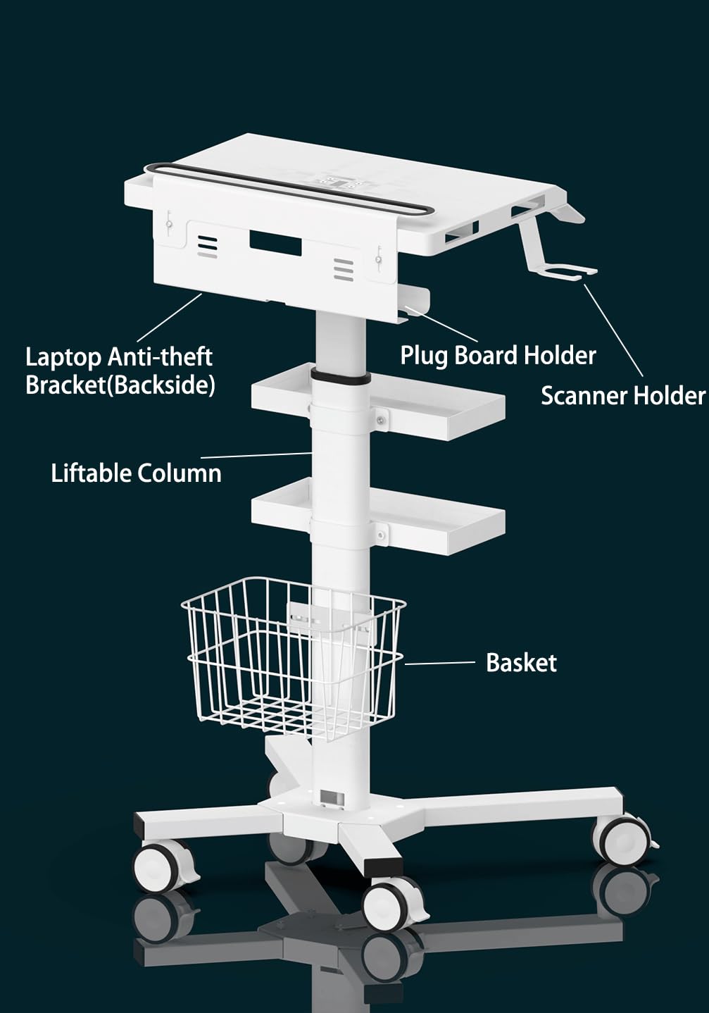 MB-C07 Height Adjustable, Anti-Theft, Anti-Slip Medical Laptop ...