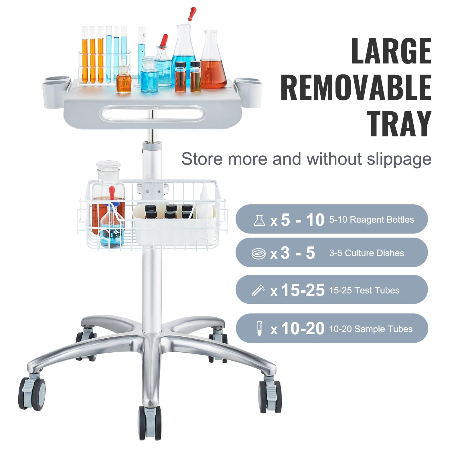 Medical Mobile Trolley With Wheels 29.5"-41.3" Height Adjustable ...