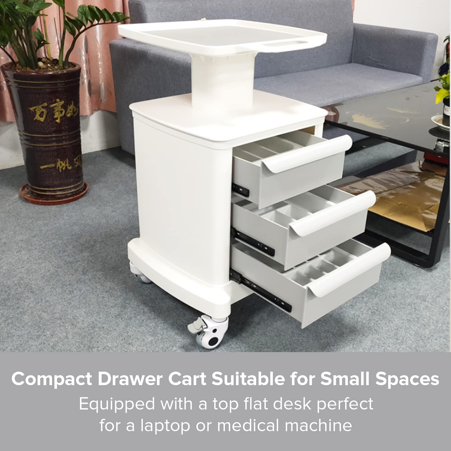 Professional-Grade 3-Drawer Utility Cart on Wheels - Trolley Cart w/ 3 ...