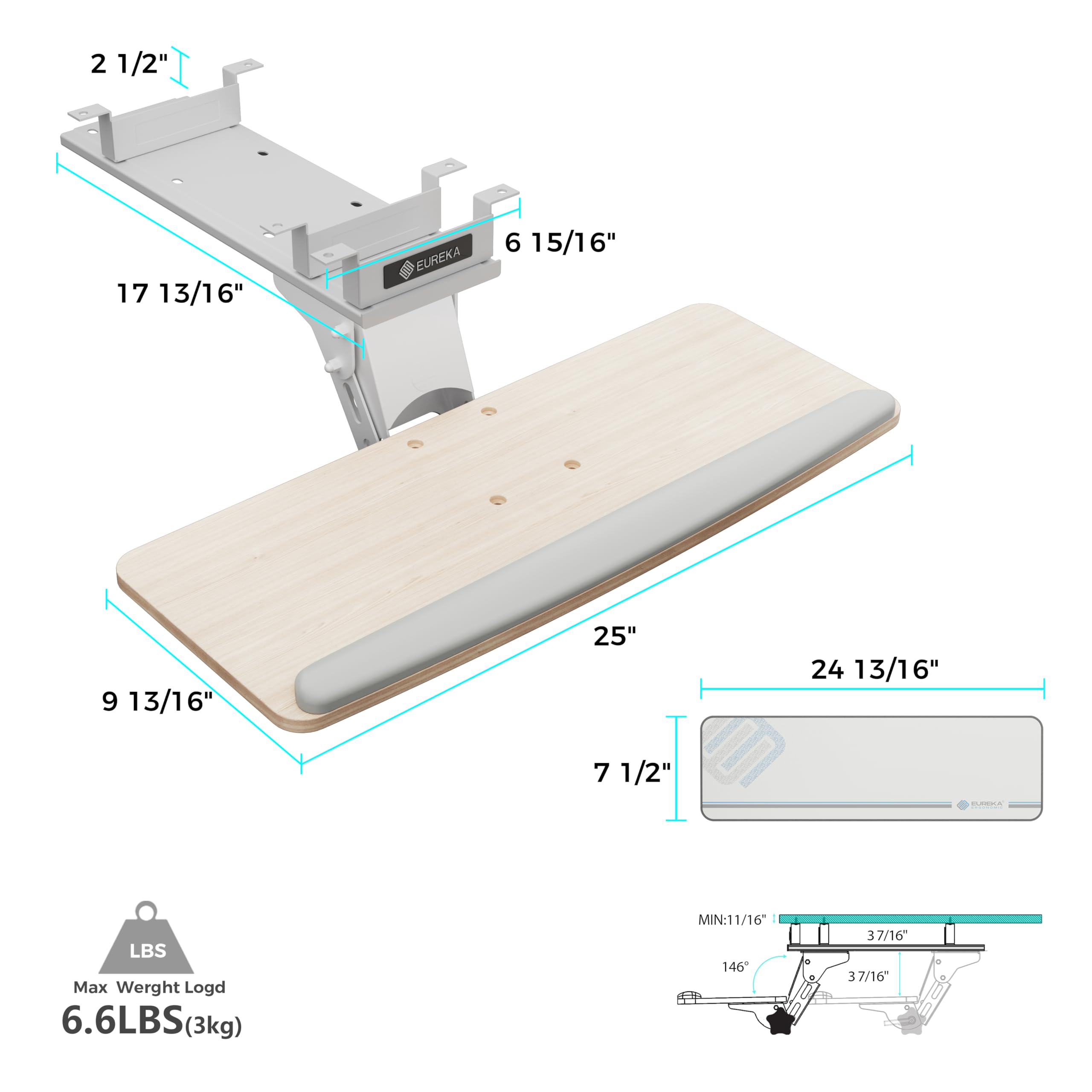 Keyboard Tray Height Adjustable, Swivel Tilt Computer Keyboard Drawer ...