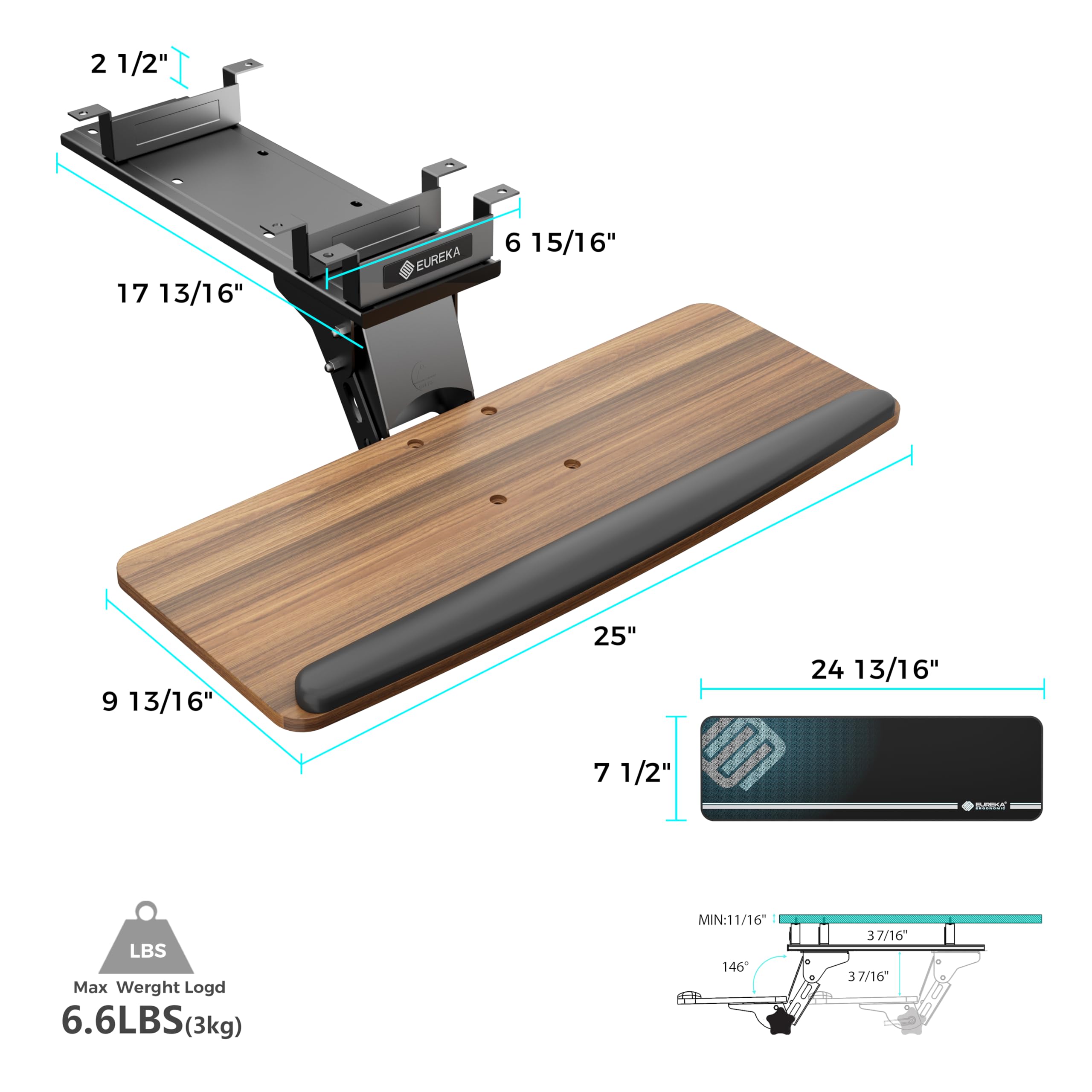 Keyboard Tray Height Adjustable, Swivel Tilt Computer Keyboard Drawer ...