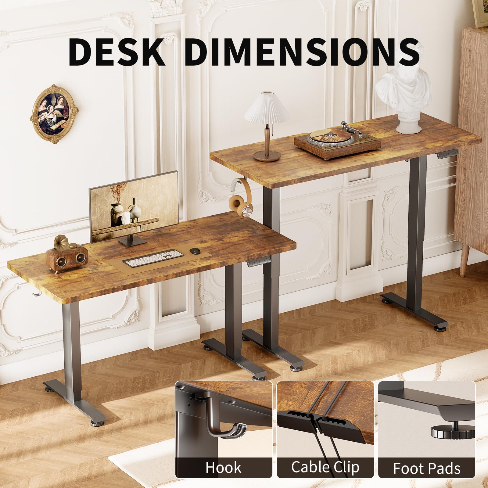 55 Inch Large Electric Standing Desk, Heights Adjustable, Sit to Stand ...