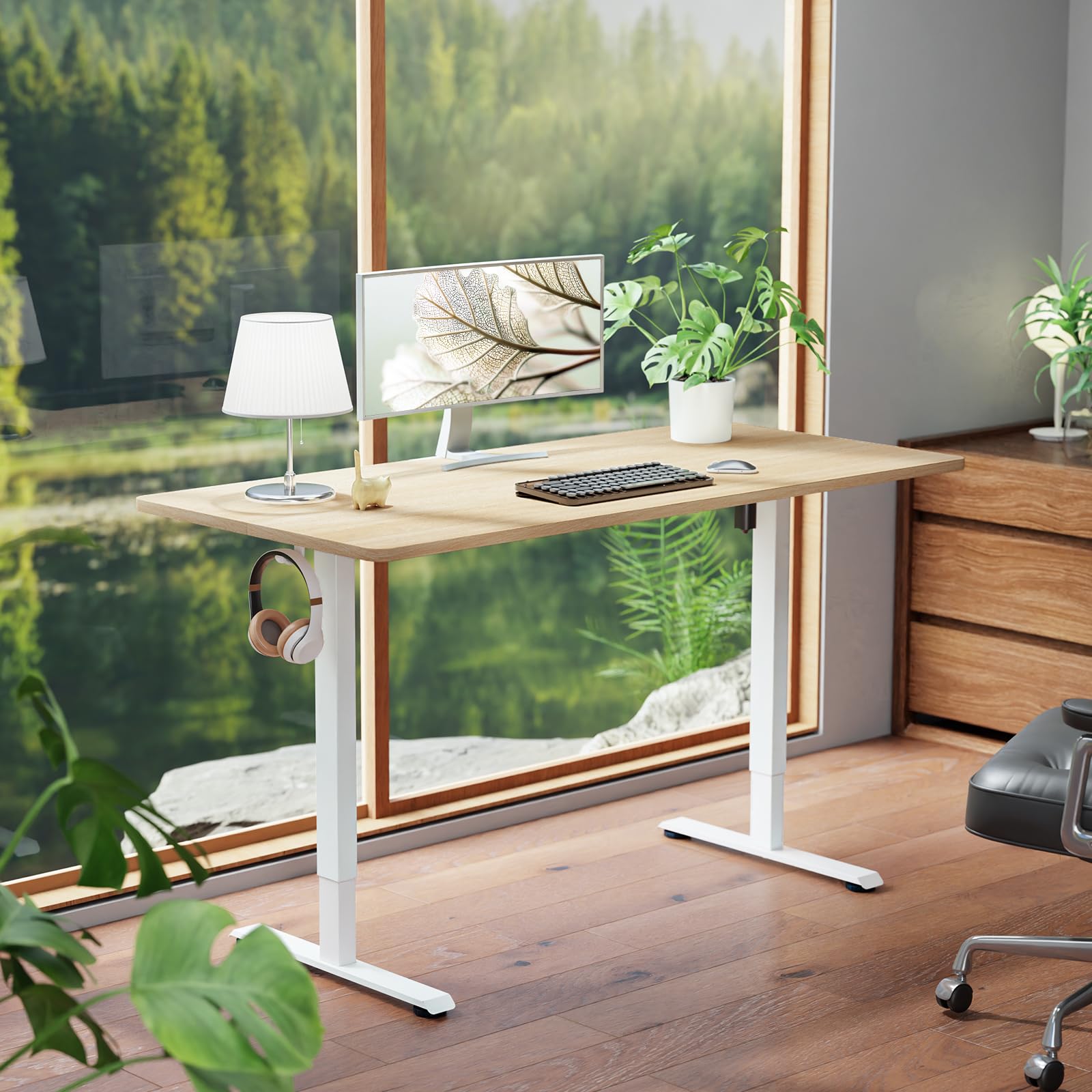 55 Inch Large Electric Standing Desk, 4 Memory Heights Adjustable,Sit ...