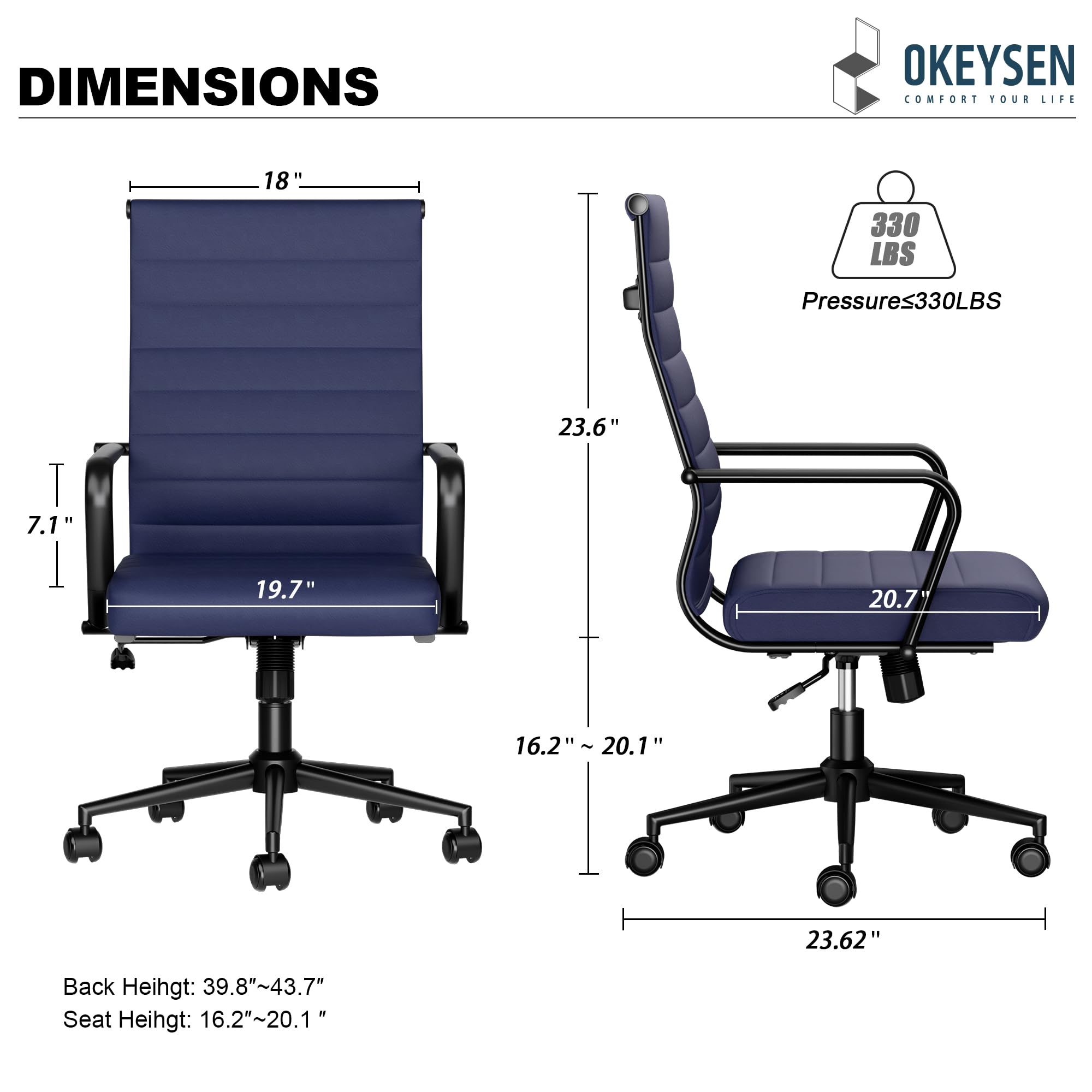 Blue Leather Office Desk Chair, Conference Room Chairs Executive Chair ...