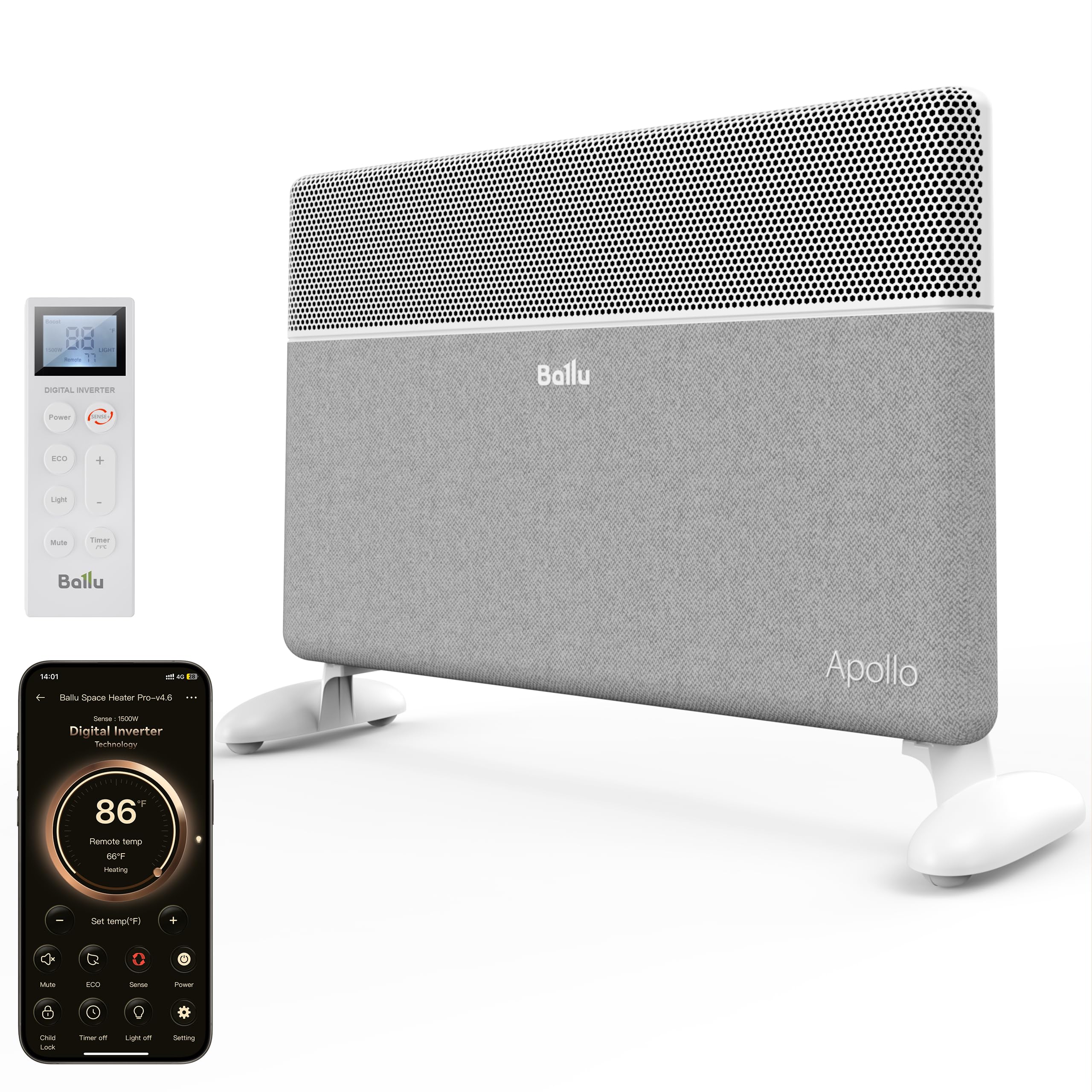 Convection Panel Space Heater for Large Room,Smart Quiet Heater with ...