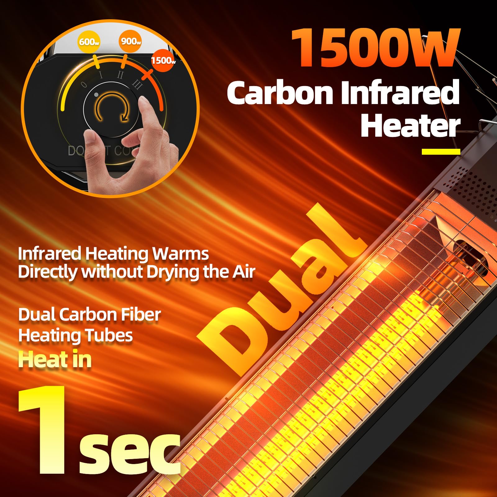 Outdoor Electric Patio Heater, 34- inch Outdoor Electric Patio Heater ...