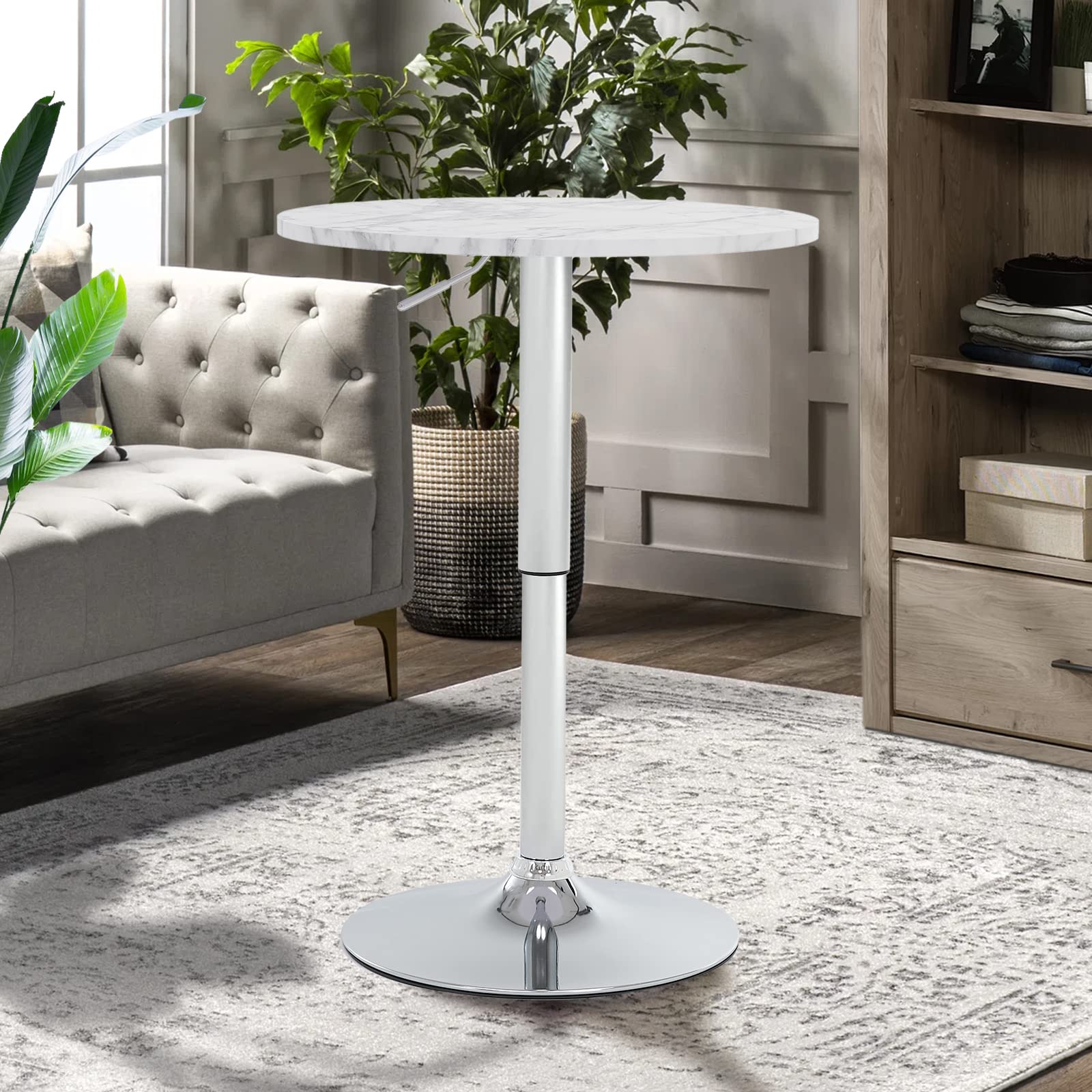 23.6" Round Bar Table, Adjustable Height Bar Table, Modern Cocktail ...