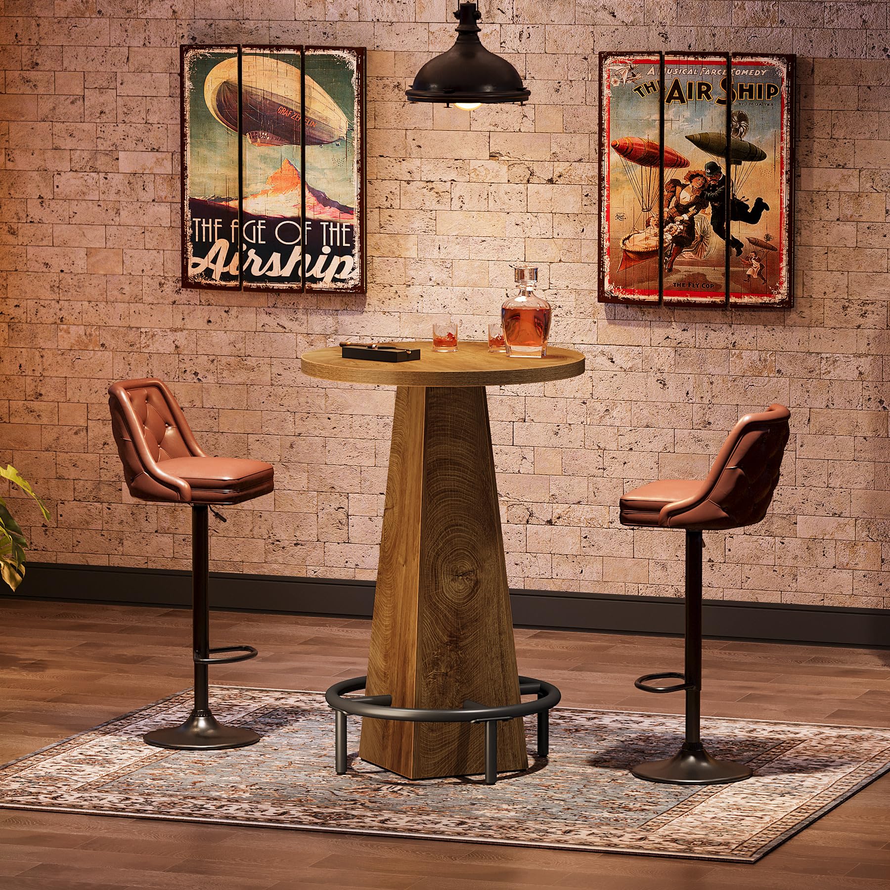 Bar Table, 37.4" High Round Pub Table for Small Bars, Dining Room ...