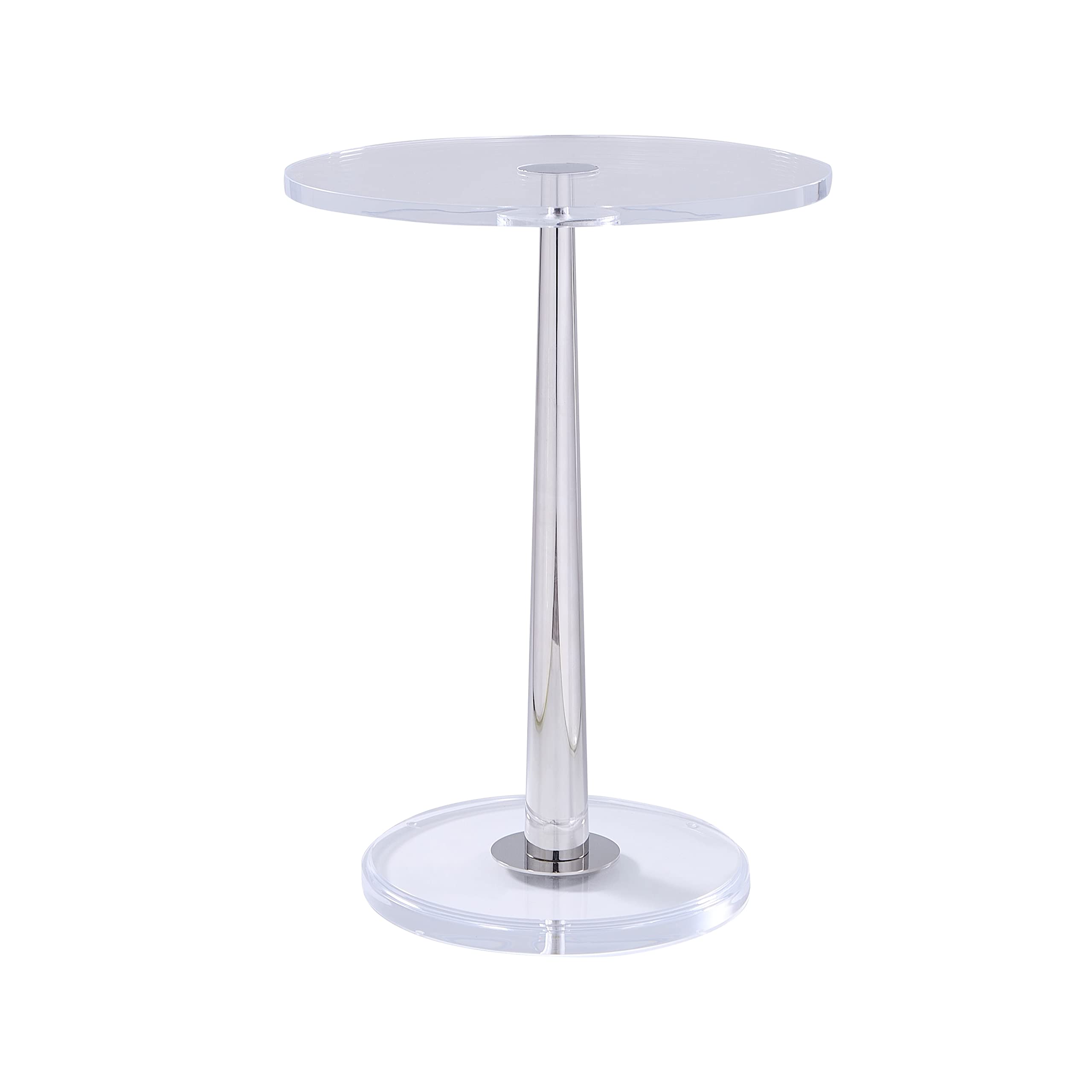Clear Acrylic Table with Cone Metal Pole (Small, Silver)