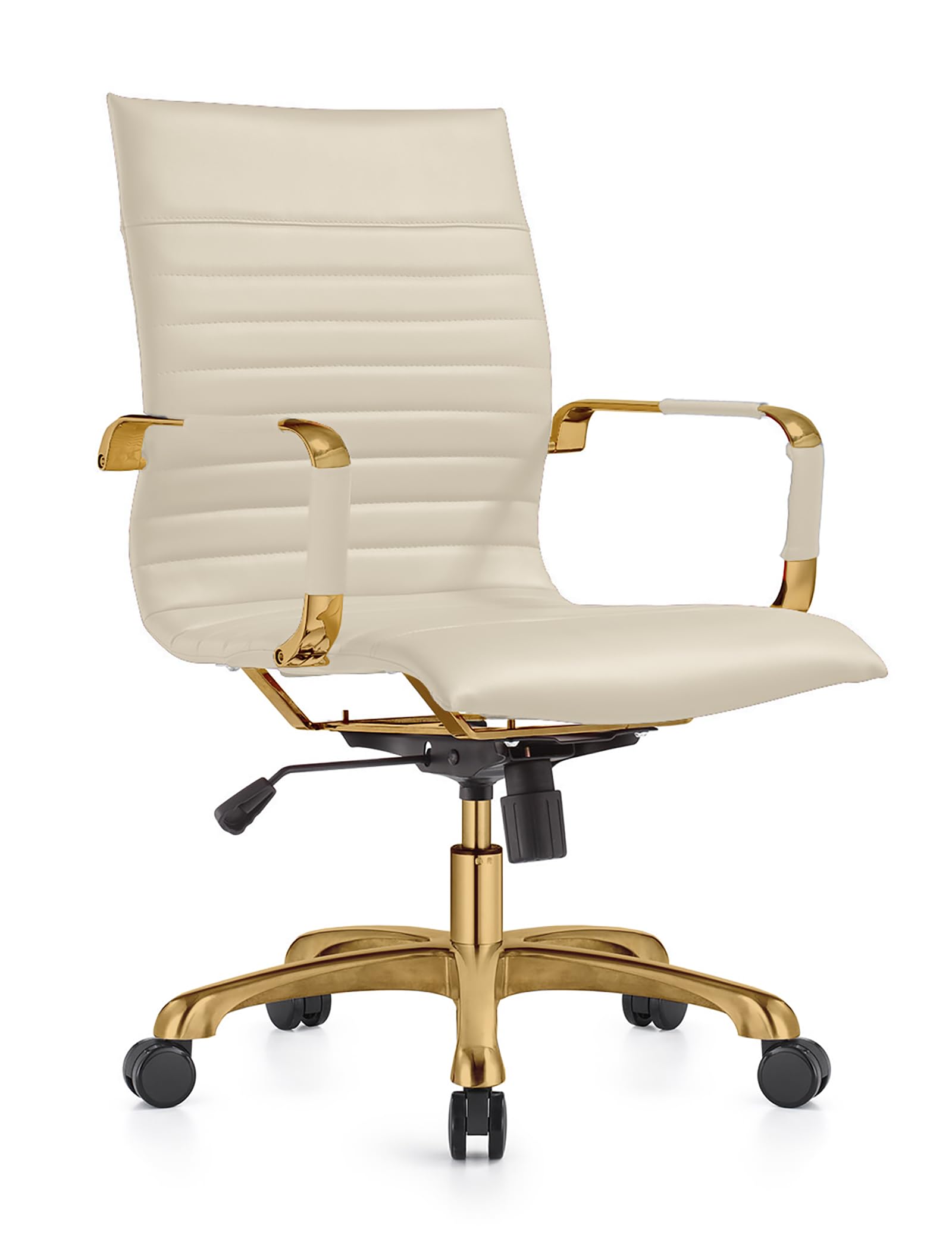 Harris Soft Pad Office Chair – Faux Leather Executive Chair with Gold ...