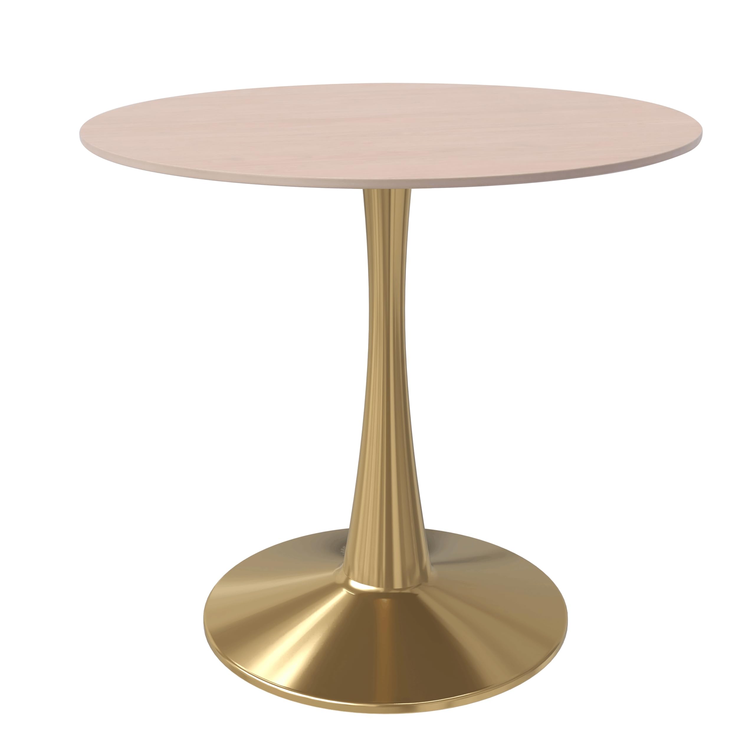 27" Round Dining Table, Sintered Stone Top & Gold Pedestal Base Mid ...
