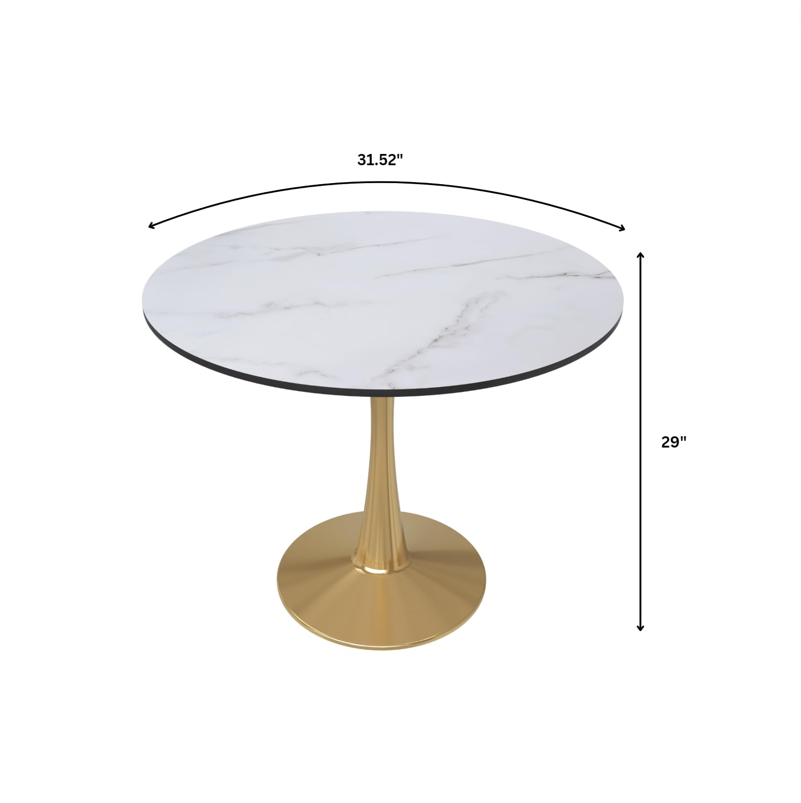 Bristol 31" Round Dining Table in White Modern MDF Wood Tabletop with ...