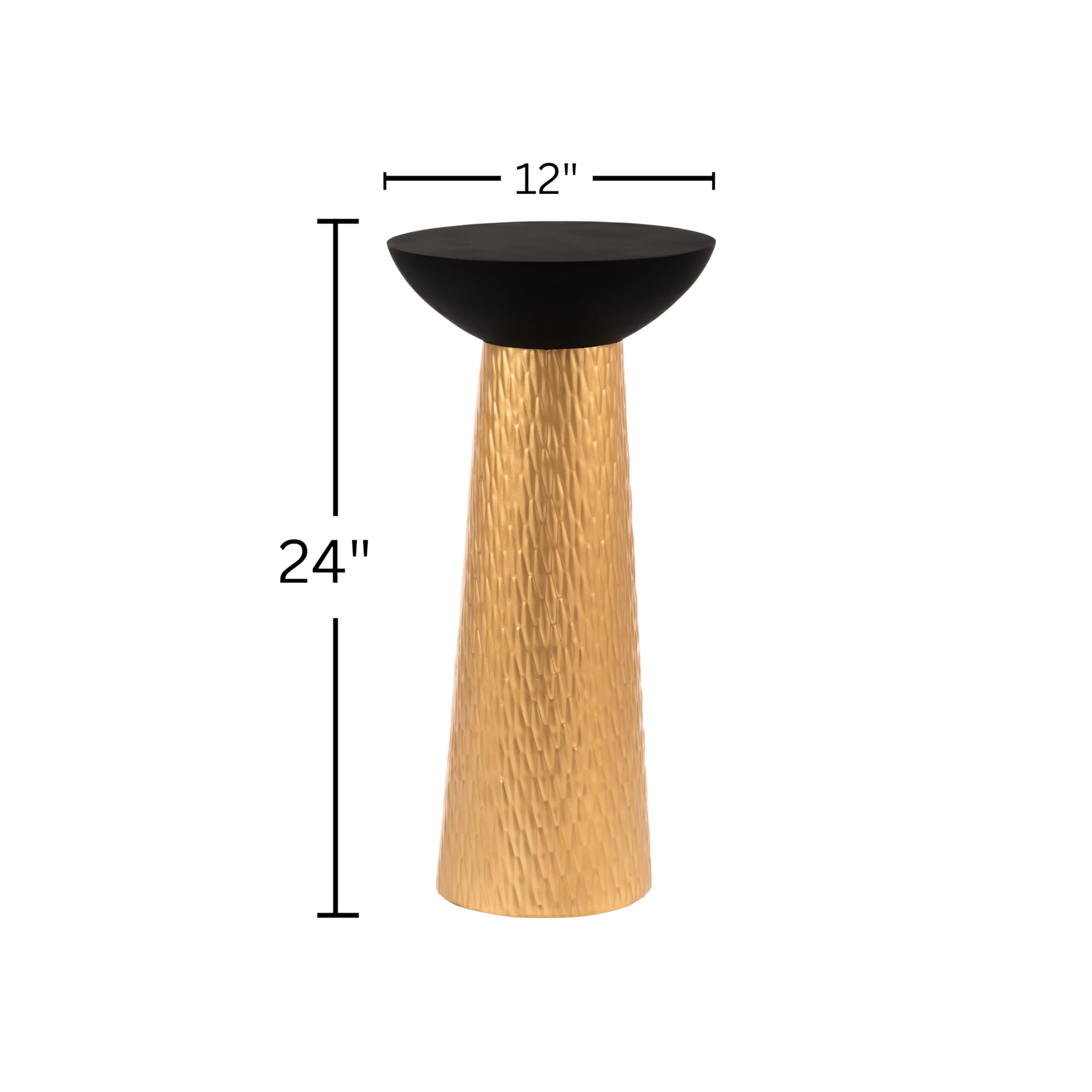 Tall Modern Accent Hourglass Design Drink Table with Gold Hammered ...